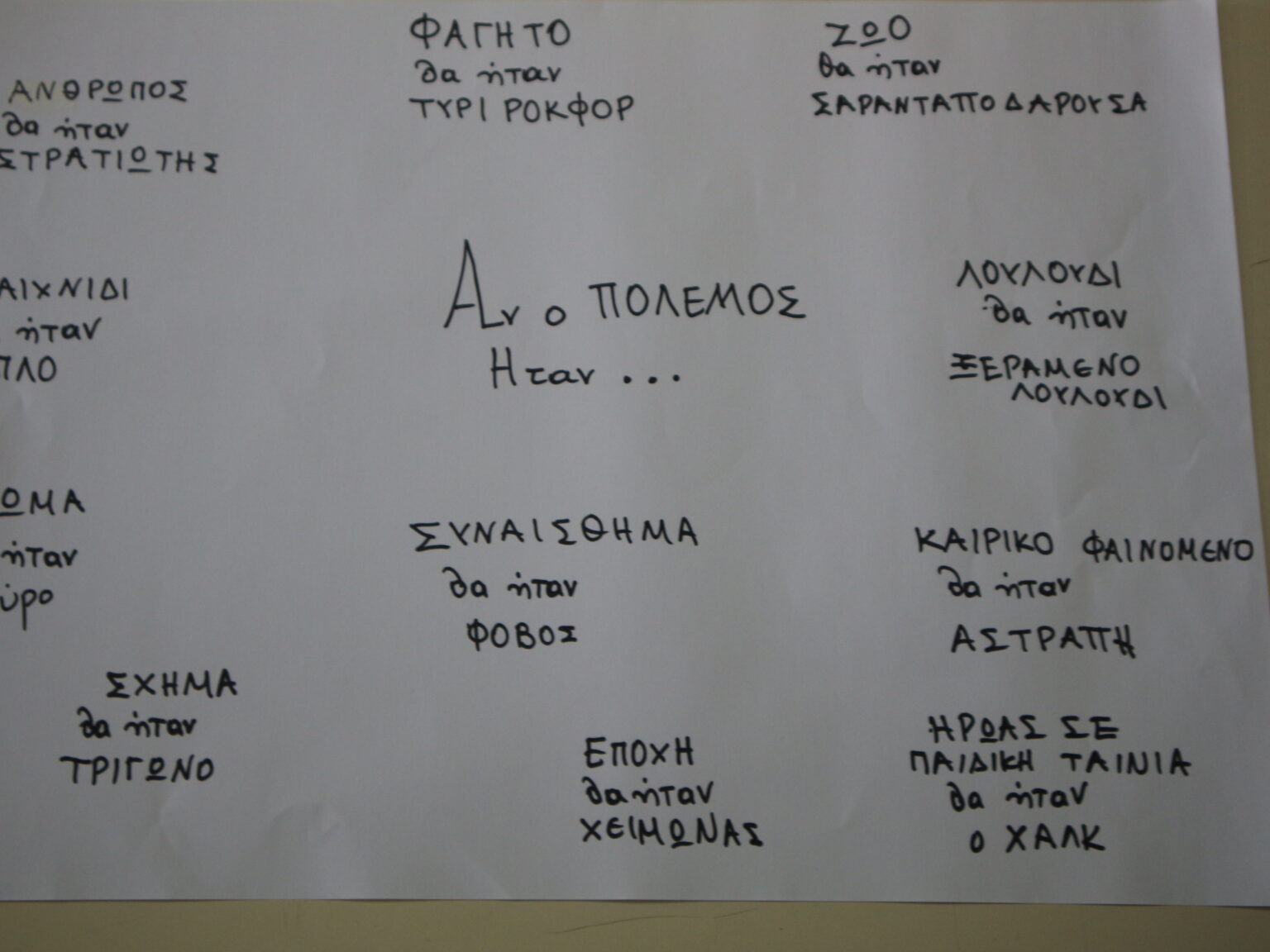 ΠΟΛΕΜΟΣ-ΕΙΡΗΝΗ – 11 ΝΗΠΙΑΓΩΓΕΙΟ ΧΙΟΥ